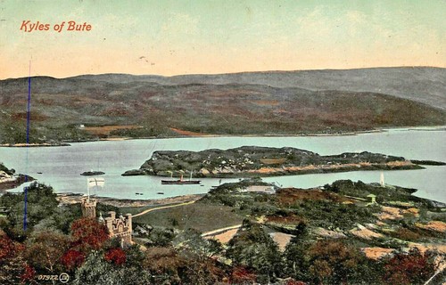 KYLES OF BUTE SCOTLAND UK~CASTLE CALADH~1910 POSTMARK PANORAMA VIEW ...