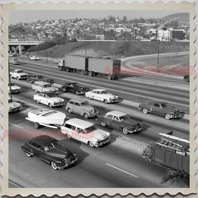 50s LOS ANGELES CALIFORNIA HIGHWAY CAR TRUCK ROAD OLD VINTAGE USA Photo ...