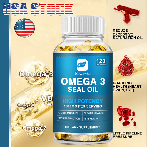 Omega 3 Seal Oil 1000 mg Supplement, Triple Strength Omega-3 Supplement ...