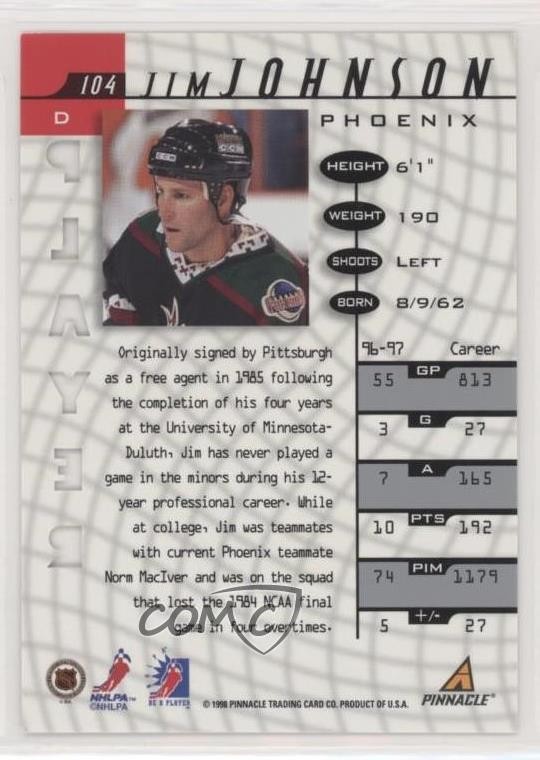 1997-98 Pinnacle Be A Player Die-Cut Auto Jim Johnson #104 Auto | eBay