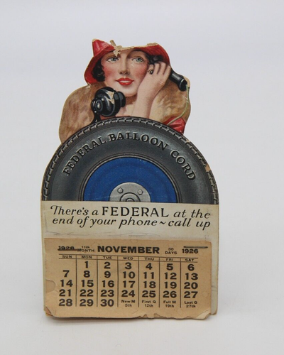 Vintage 1926 Federal Tires Company Small Standup Calendar | eBay