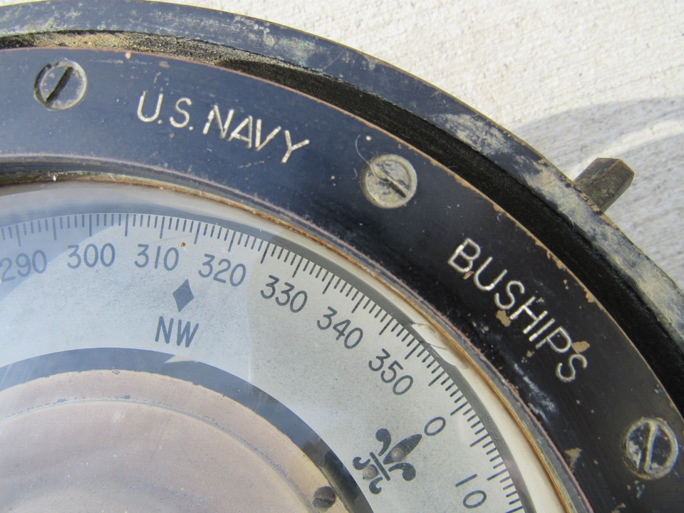 LARGE antique compass 1942 US NAVY WW2 WWII battleship boat ship BECK ...