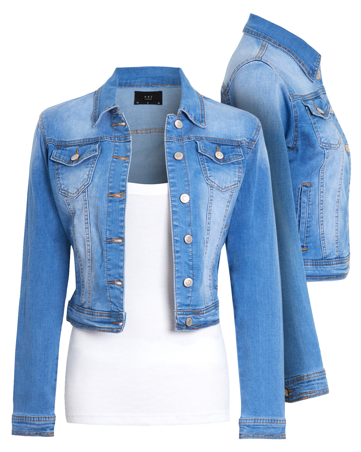 NEW Womens Denim Jacket Jean Stretch Jackets Ladies Blue Size 8 10 12 ...