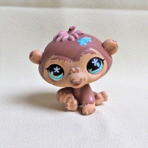 LITTLEST PETSHOP LPS #486 HASBRO MONKEY BEBE SINGE GORILLE MARRON YEUX ...