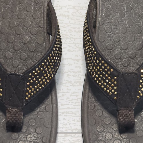 Vionic Sandals Womens Size 6 Brown Rhinestone Bling Islars Comfort Flip ...