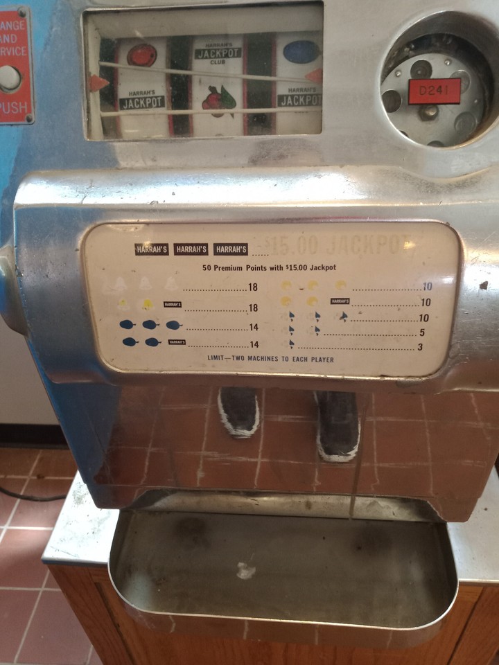 Antique Harrah's C1930/ 1940's 10 cent Dual Slot Machine w/Stand | eBay