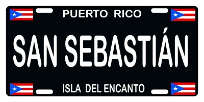 Puerto Rico Flag San Sebastián LICENSE PLATE CAR Boricua Black PR ...