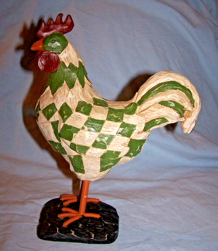 2003 Dennis East Checkered Resin Rooster on Stand-10 inches tall | eBay