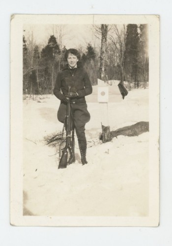Vintage Photo Beautiful Woman Hunter Target Practice Snowy Winter Shot ...