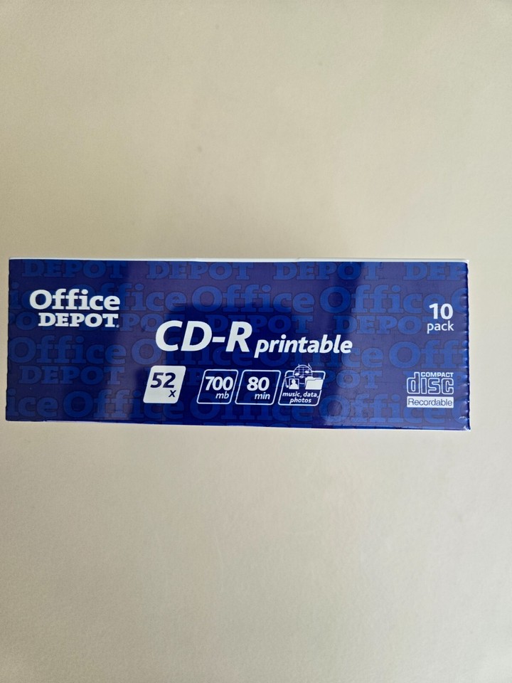 Office Depot 10 Pack CD-R Printable, 700 mb, 80 min, 52x. MUSIC, DATA ...