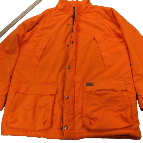 Vintage Woolrich Jacket Mens Medium Orange Insulated Snap Zip Warp Knit ...