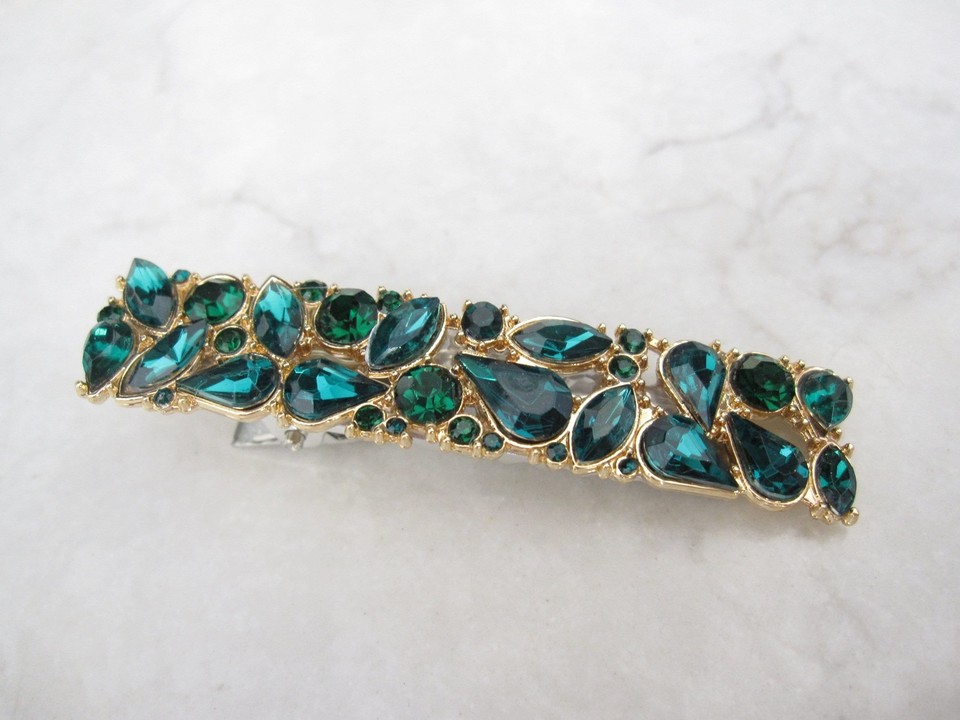 2 1/3 inch multi-color crystal rhinestone alligator hair clip barrette ...