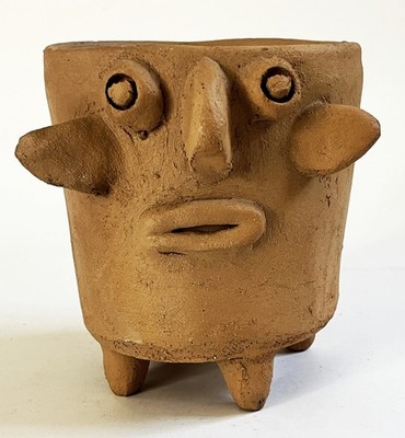 MEXICAN OAXACAN FOLK POP ART POTTERY CLAY ANIMAL FACE PLANTER FLOWER ...