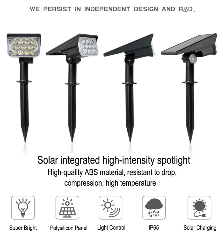 Solar 20-LED Spotlight Landscape Light Outdoor Garden Waterproof ...