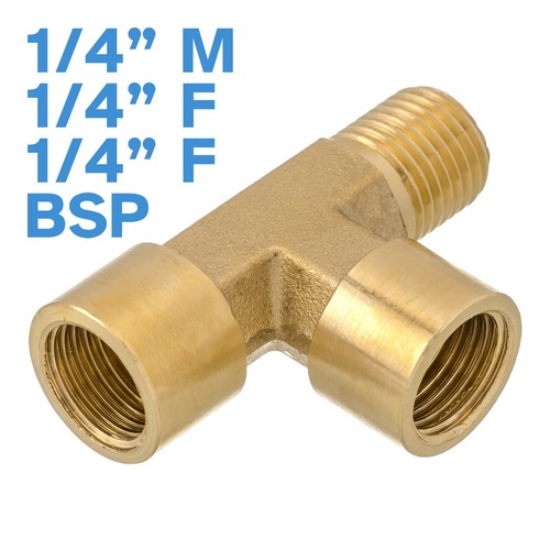 Brass 1/4" MFF Male Female BSP 3 Way Fitting Pipe Connector Tee ...