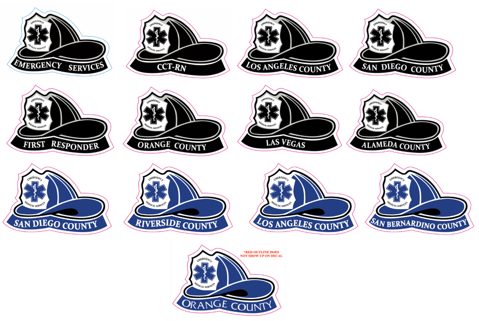 EMS, EMT, PARAMEDIC, FIRE, EMERGENCY SERVICES BLACK HELMET STICKER ...