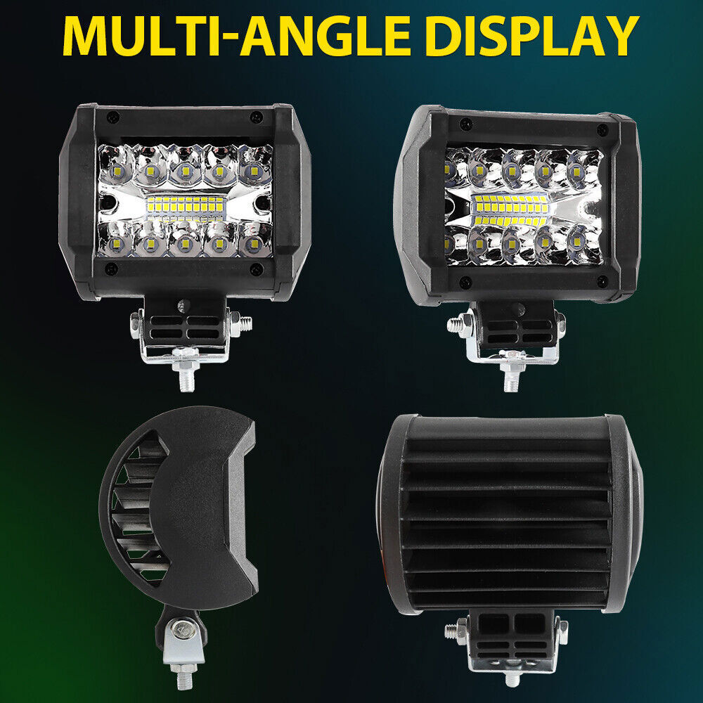 LED Light Bar 2 PCS 4 inch 6000LM Work Flood Pods Offroad Driving Fog ...