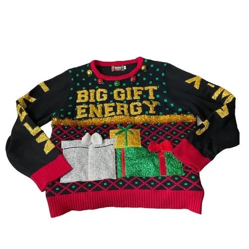 Light Up BIG GIFT ENERGY UGLY CHRISTMAS SWEATER ADULT MEDIUM NEW | eBay