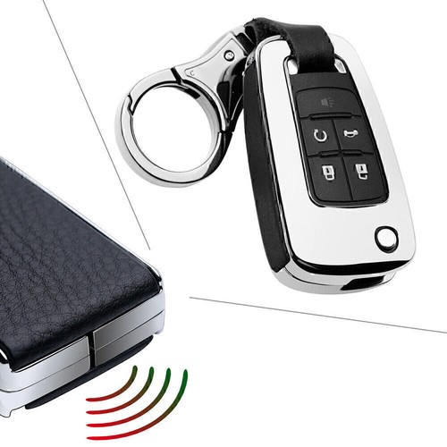 Zinc Alloy Leather Car Flip Key Fob Case Cover Holder Chain For GM ...