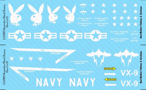 1/18 Scale GI Joe Skystriker VX-9 F-14 Tomcat Black Bunny Waterslide ...