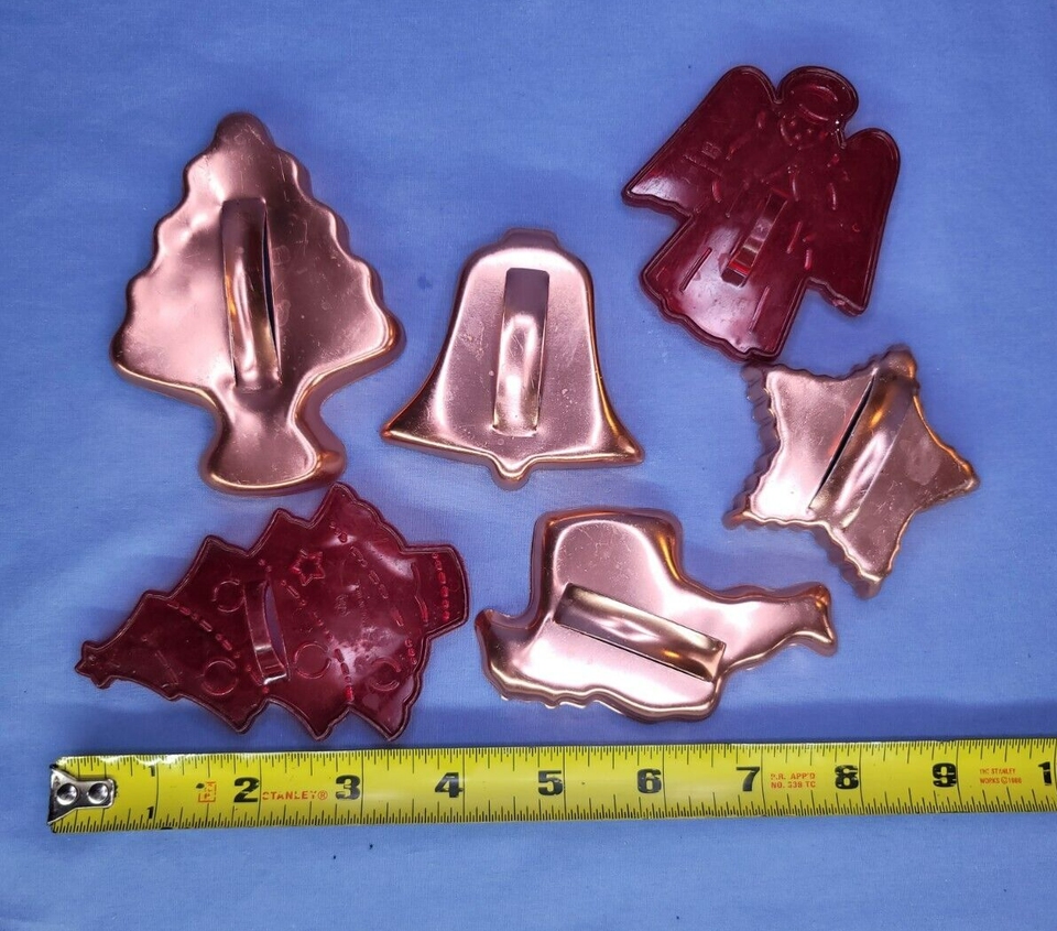 Copper Plastic Cookie Cutters Vintage Tin Christmas Trees Santa Star ...