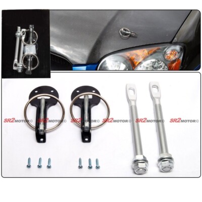 Hood Pin Kit Latch Black Lock Pin Universal Stainless Steel Plate ...