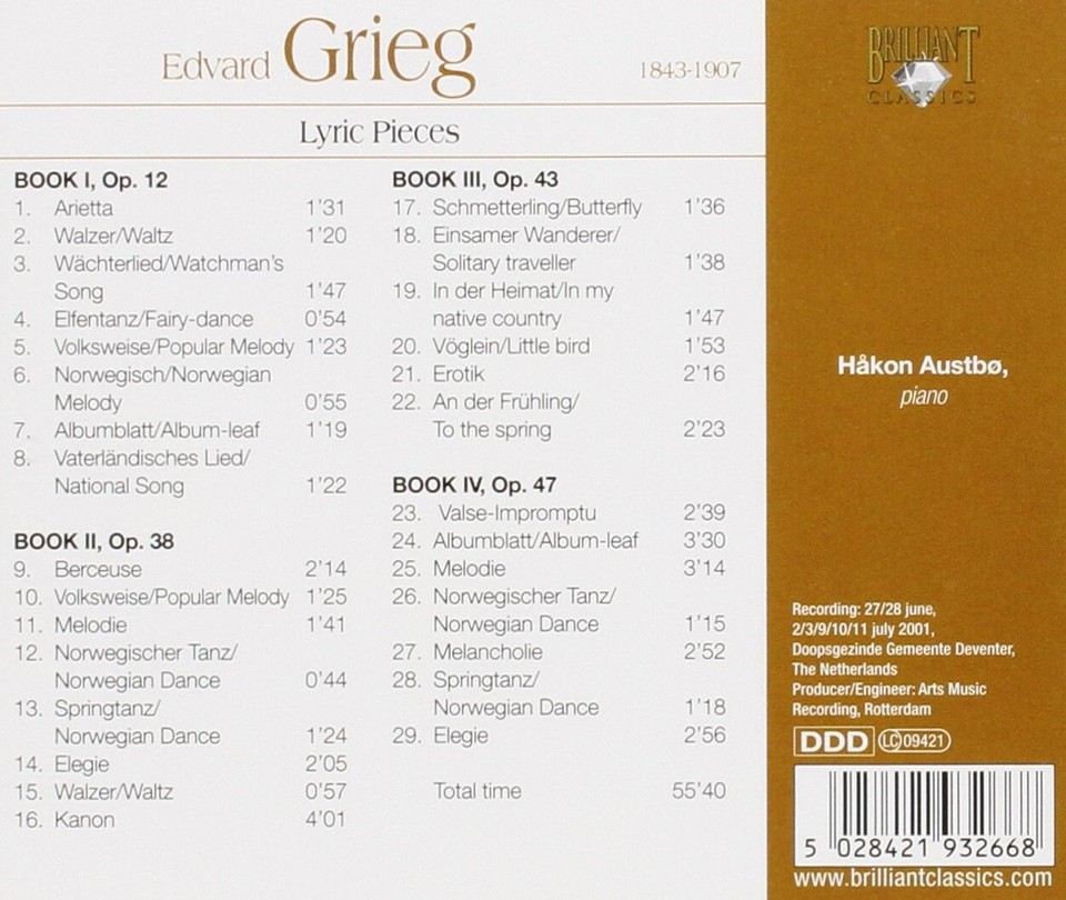 EDVARD GRIEG Lyric Pieces / Hakon Austbo, piano CD NEW SEALED | eBay