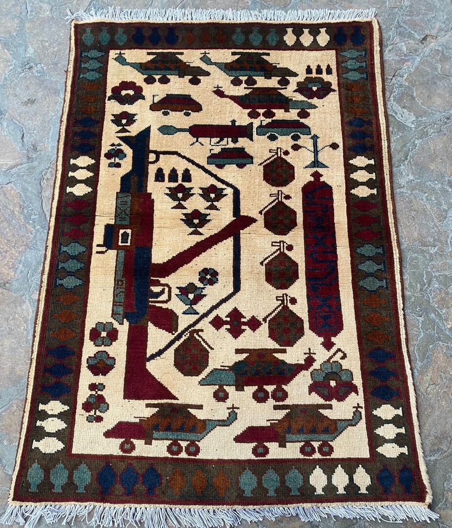 97 Afghan Handmade war Rug Vintage Rug Afghan Tribal Baluchi Wool Rug ...