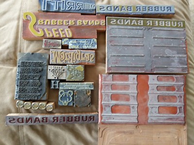 Lot of 21 vintage printing plates dies advertising rubber bands Mardi ...