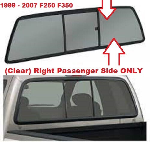 99 to 07 F250 F350 Super Duty Rear Right Passenger RH (ONLY) Back Glass ...