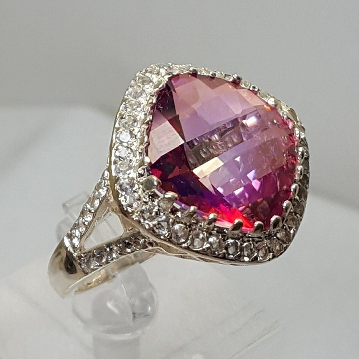 HSN-Enhanced Pink Quartz White Topaz 925 Ring SZ 8 | eBay
