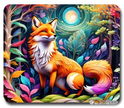 Whimsical Fox - Mousepad / PC Mouse Pad Mat - Full Moon Forest Home ...