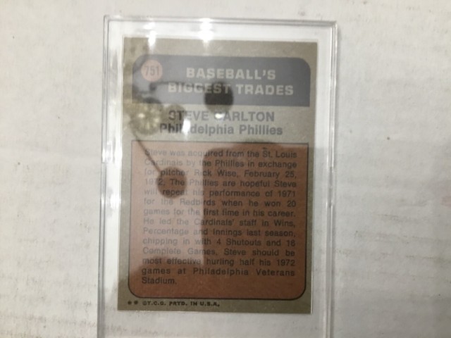 1972 Topps - High # Traded #751 Steve Carlton for sale online | eBay