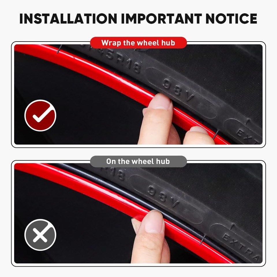 Red Alloy Rim Protectors Wheel Hub Covers Easy Install 8 Colors ...