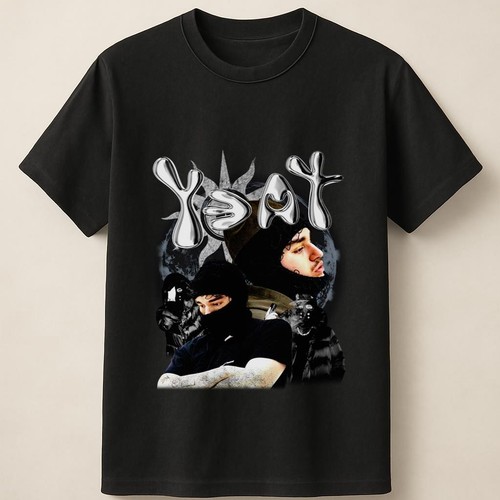 Yeat Chrome Text Graphic Tee with Rap Collage Art Unisex T Shirt | eBay