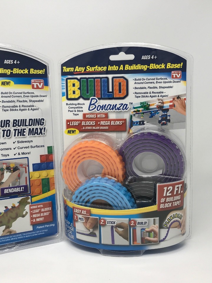 2 Pk Build Bonanza Building Block Peel & Stick Tape Works w/ Lego ...