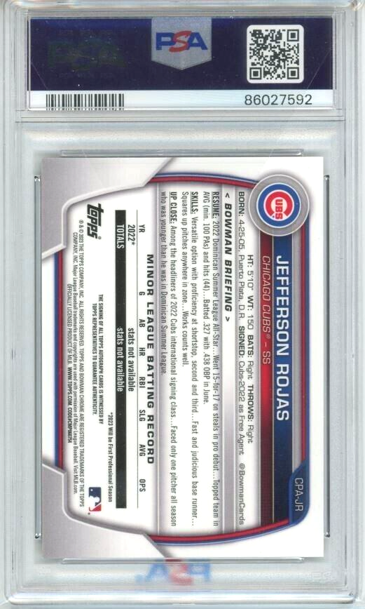 2023 Bowman Chrome Jefferson Rojas 1st AUTO GOLD Shimmer Refractor /50 ...