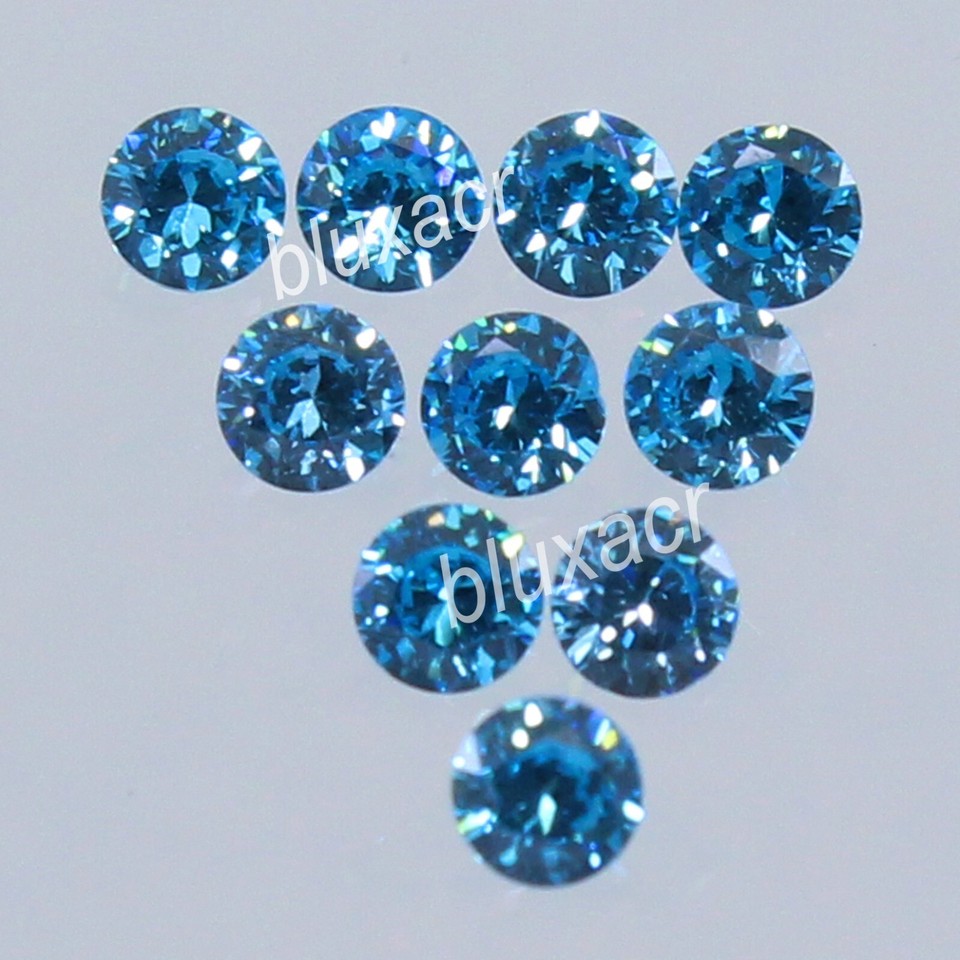 Awesome! Fancy Color VS1 10 Pcs Lot 4.00 mm Round Brilliant Blue ...