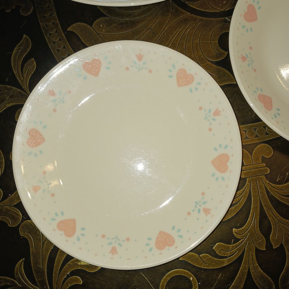 Vintage Corelle "Forever Yours" Replacement Dishes Beige Pink Hearts | eBay