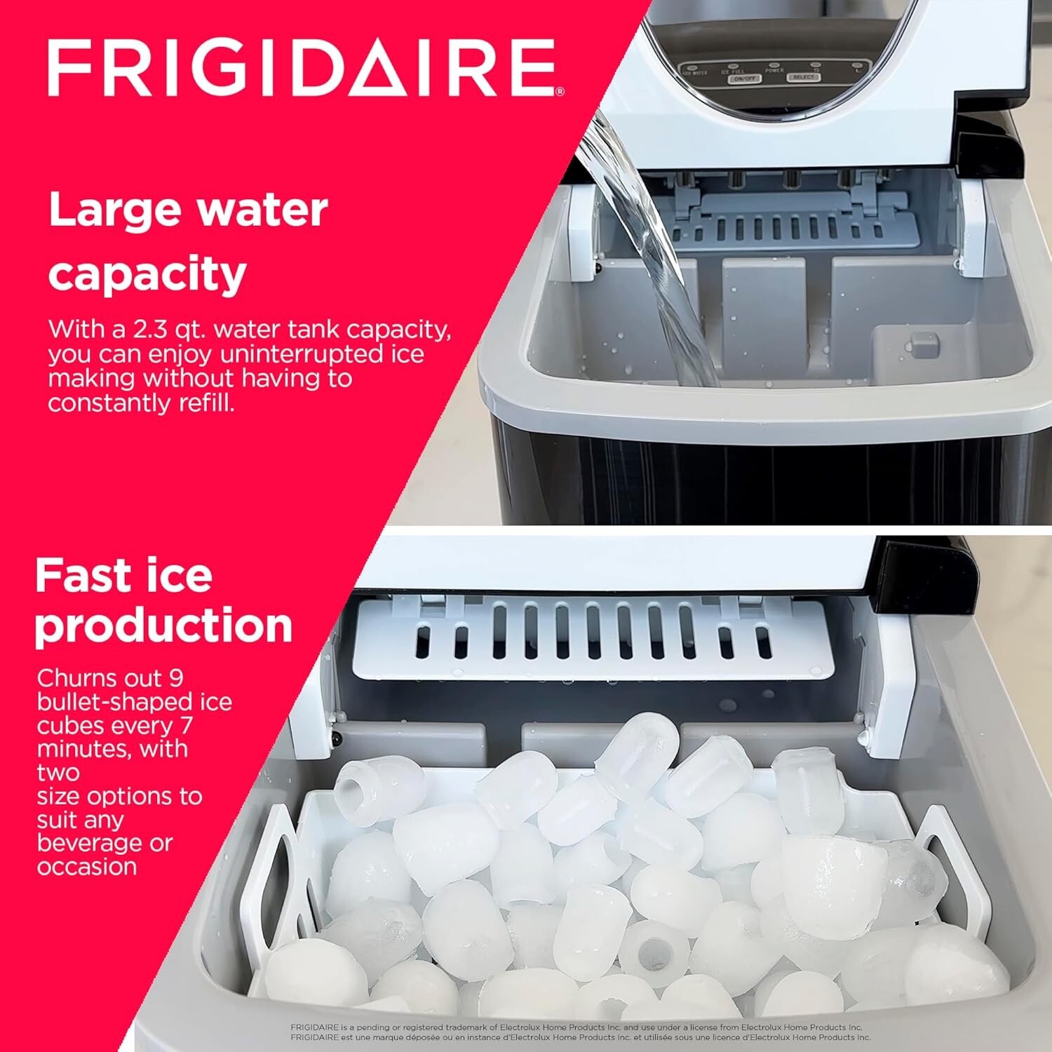 Frigidaire Portable Ice Maker 26 lbs/day – Compact, Black Stainless ...
