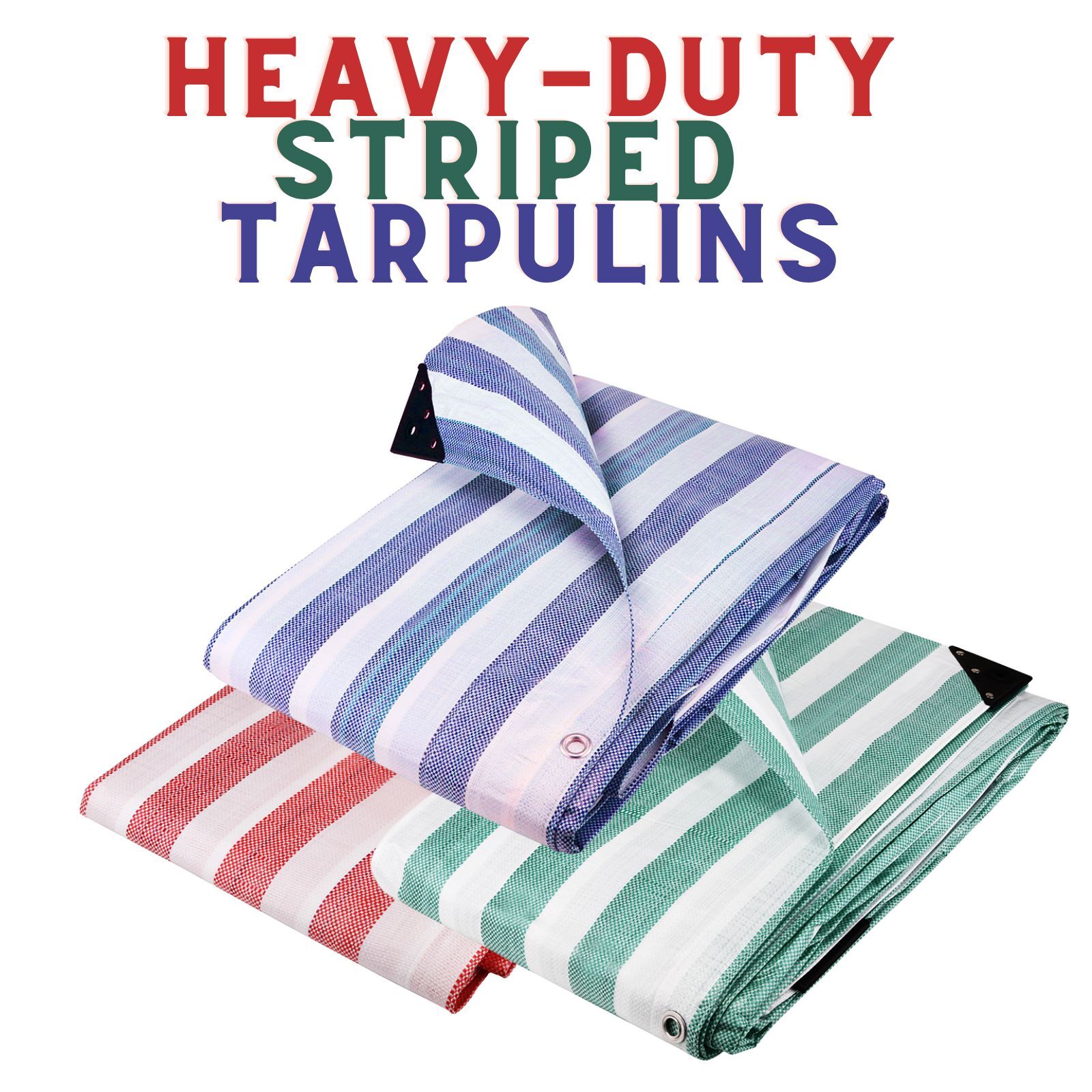 Coloured 170gsm Striped Tarpaulin Heavy Duty Market Stall Cover Tarp ...