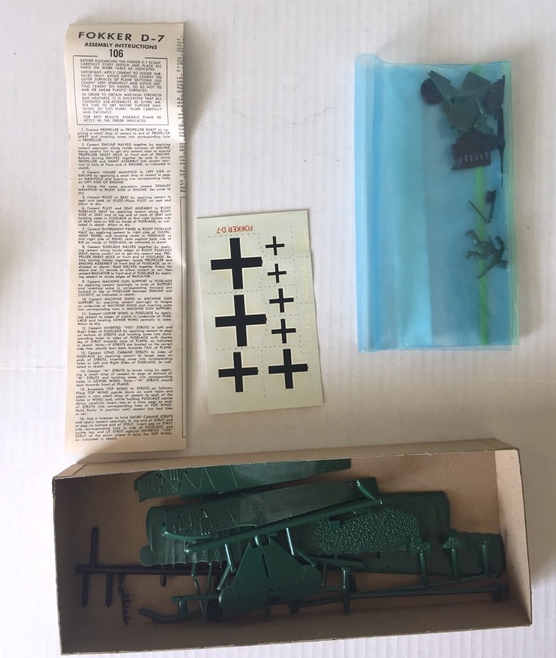 VINTAGE - FOKKER D7 Model Kit- Aurora 1958 World War I | eBay