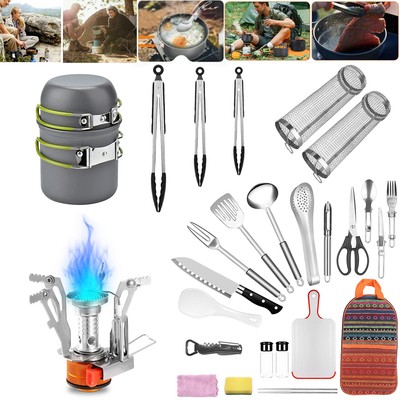Camping Cookware Kit Portable Cooking Equipment Pot Set Outdoor Hiking ...