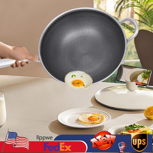 Non Stick Double Sided Honeycomb Cooking Frying Wok Pan with Lid ...