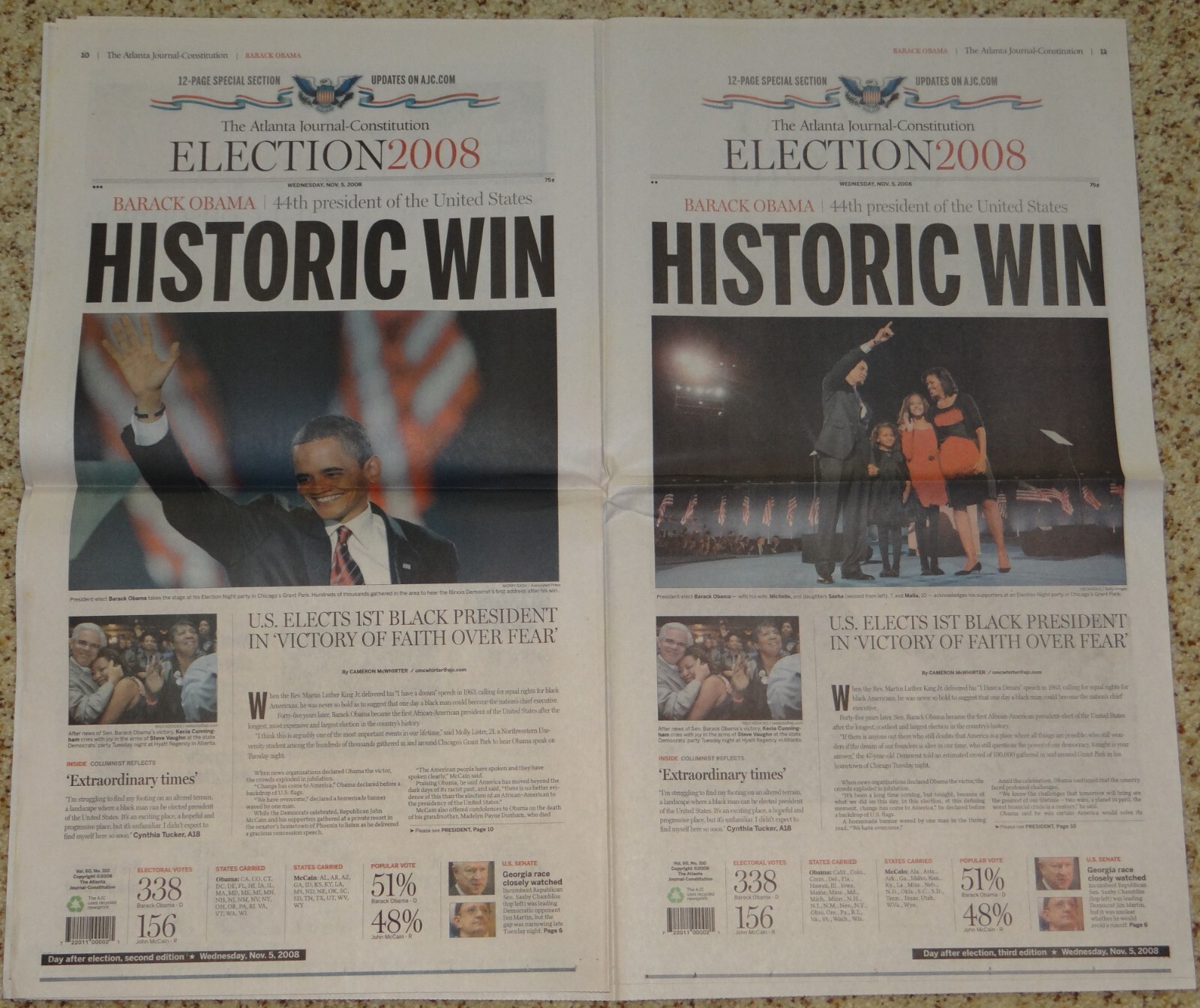 President Barack Obama 2008 Election Special Edition Newspaper Unread ...