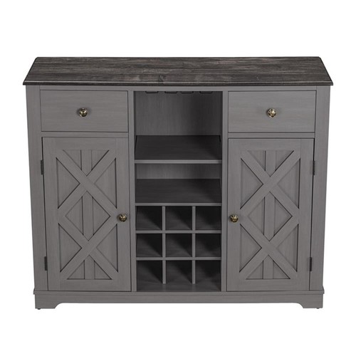 Pemberly Row 47 in. Gray Wood Bar Cabinet w/ Brushed Nickel Knobs | eBay