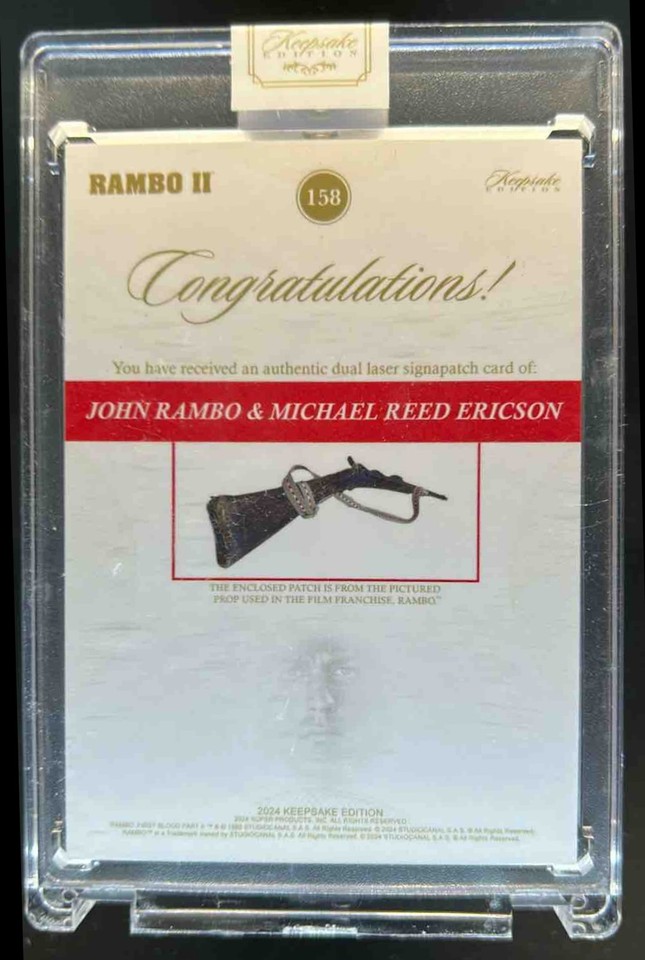 2024 Keepsake John Rambo Michael Reed Erickson Rambo II Laser Signa ...