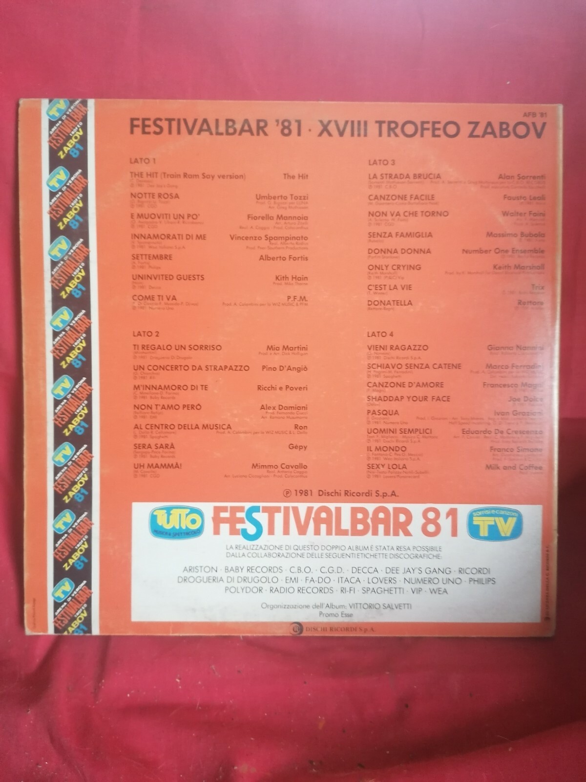 Festivalbar 1981 2 X LP Italie Menthe- Pfm Mannoia Ron Rector Tozzi Mia ...