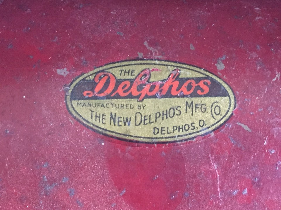 Antique Vintage Delphos Mfg. Co. Metal Dustpan Red w/ Long Twisted ...