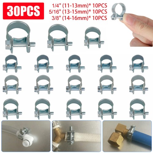 30PCS 1/4" 5/16" 3/8" Fuel Injection Gas Line Hose Clamps Clip Pipe ...